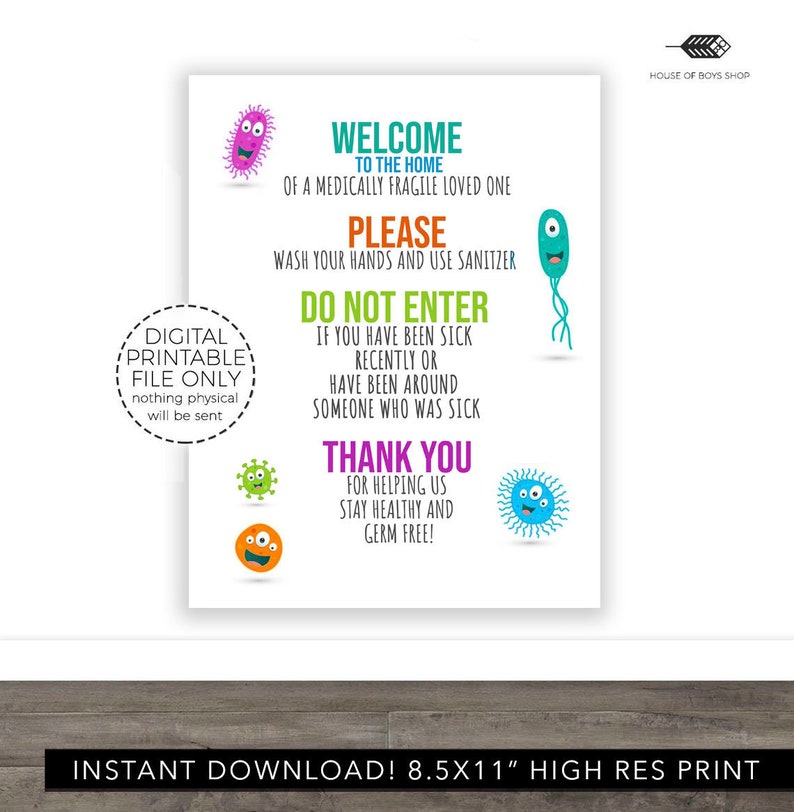 Medically Fragile Door Sign, Sign Medically Fragile Child Baby Welcome ...