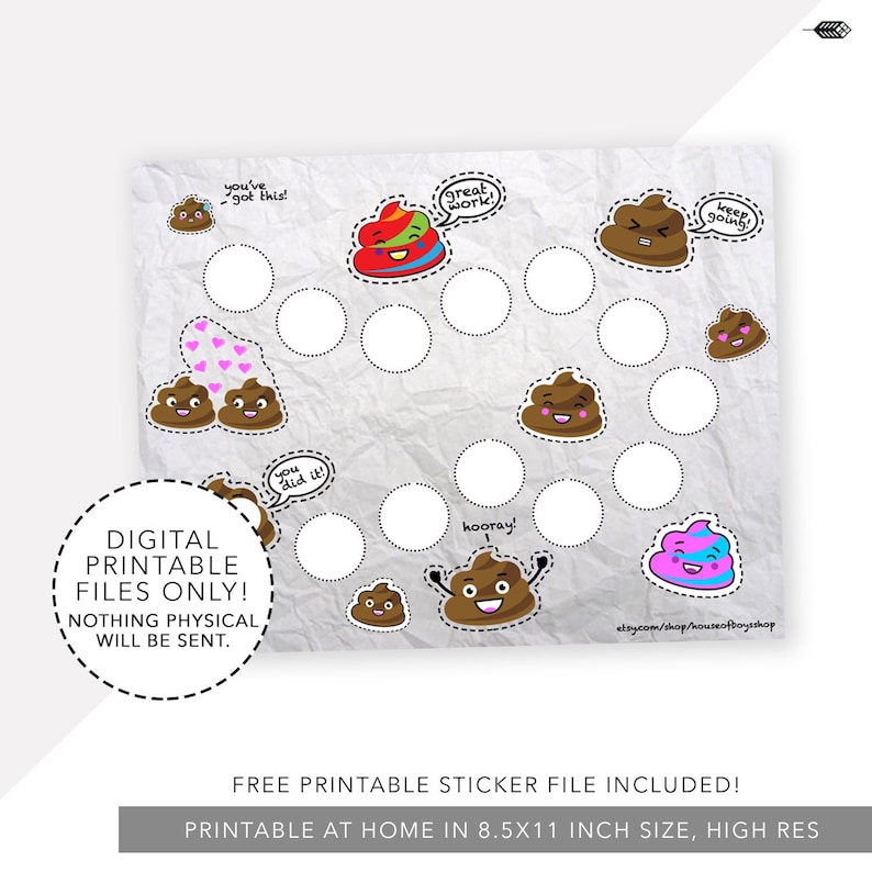 Reward Chart, Customized Incentive Chart, Poop Emoji, Printable Reward ...