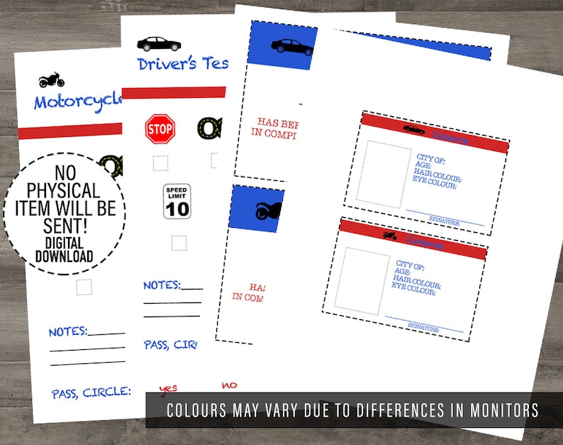 Pretend Play Drivers License Motorcycle License Kids Games - Etsy