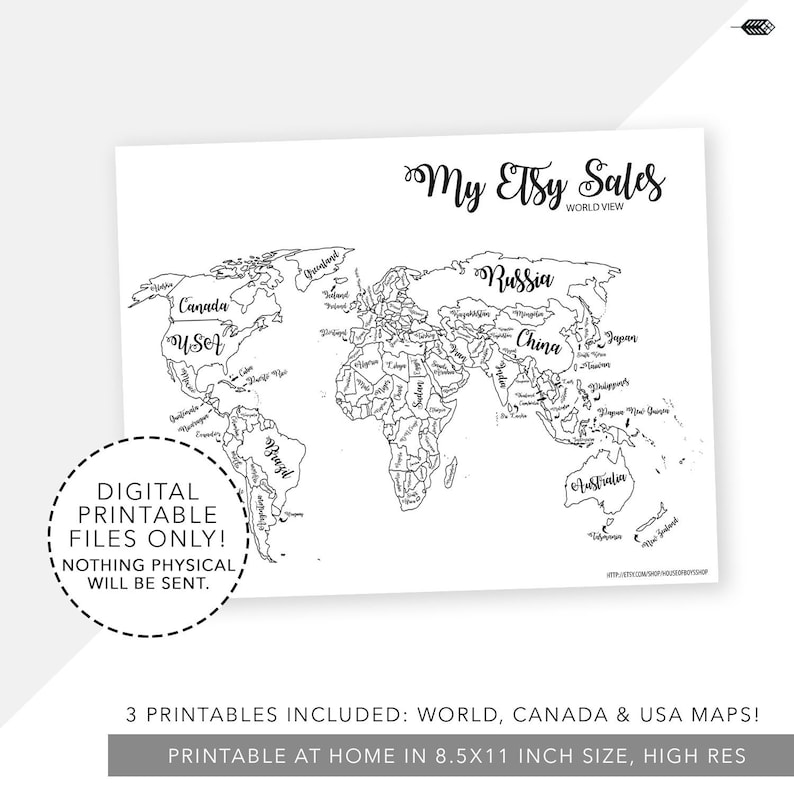 Etsy Sales Tracker Map: USA, Canada, World (digital Download) - Etsy
