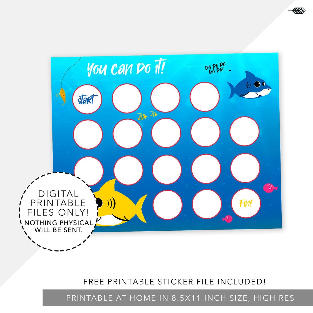 Shark, Reward Chart, Incentive Chart, Chore Chart, Potty Chart, Potty ...
