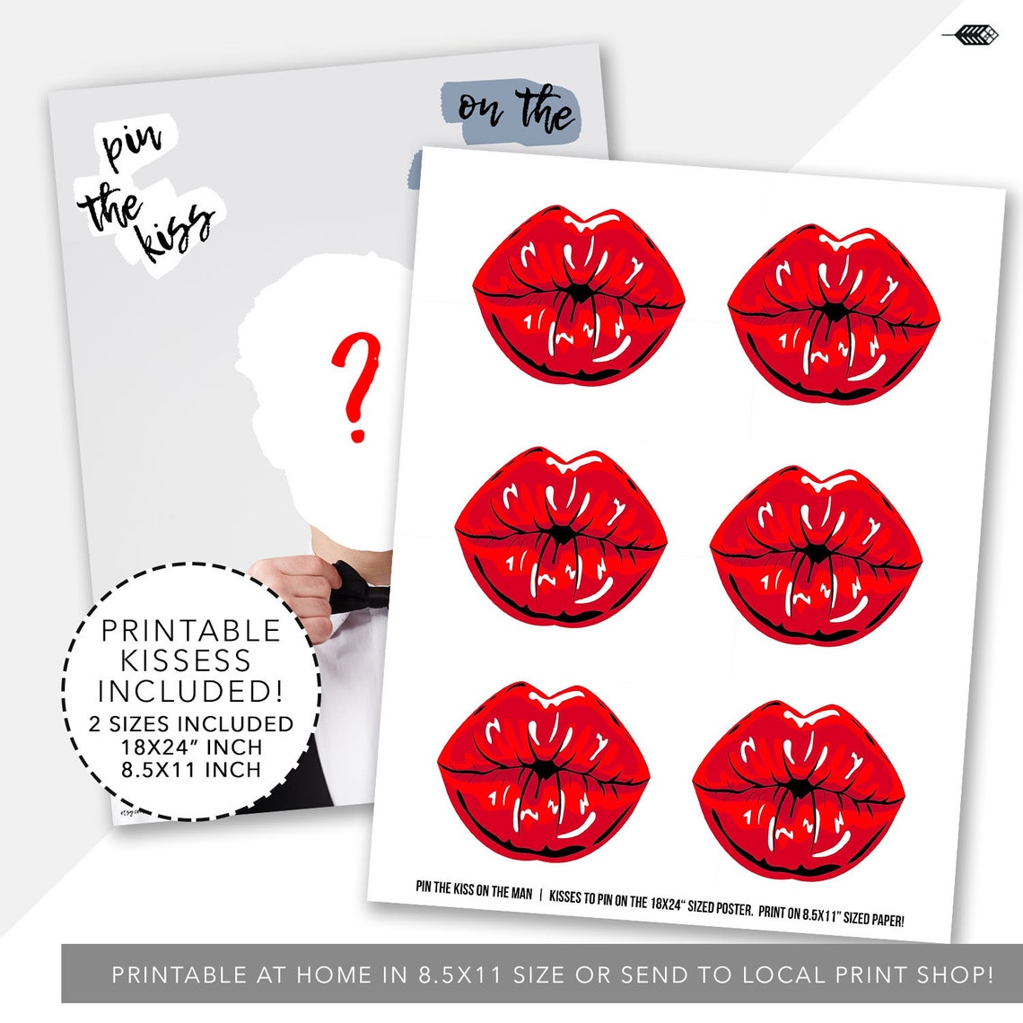 Custom Pin the Tail Game Pin the Kiss Birthday Party Game - Etsy