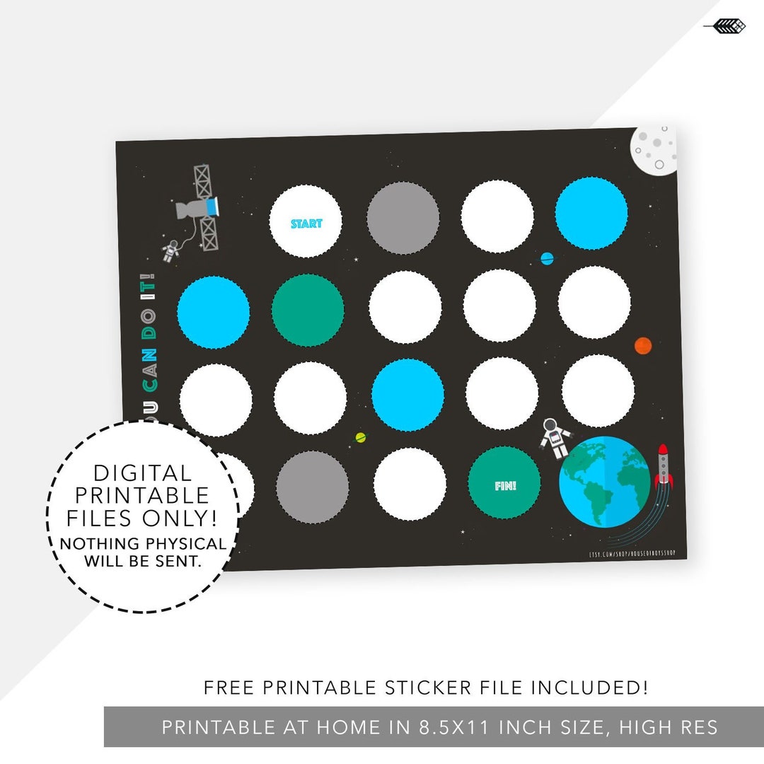Space Outer, Space Reward Chart, Boys Printable Incentive Chart, Potty ...