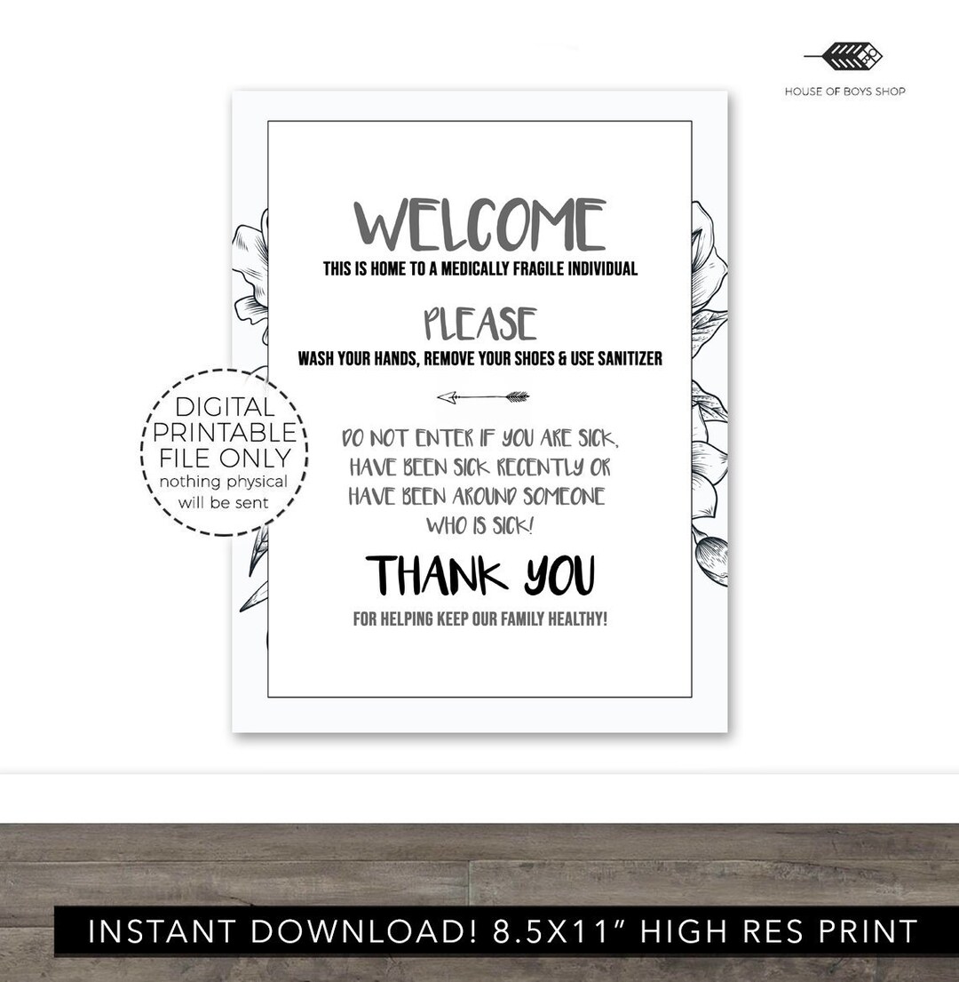 Medically Fragile Door Sign, Sign Medically Fragile Child Baby Welcome ...