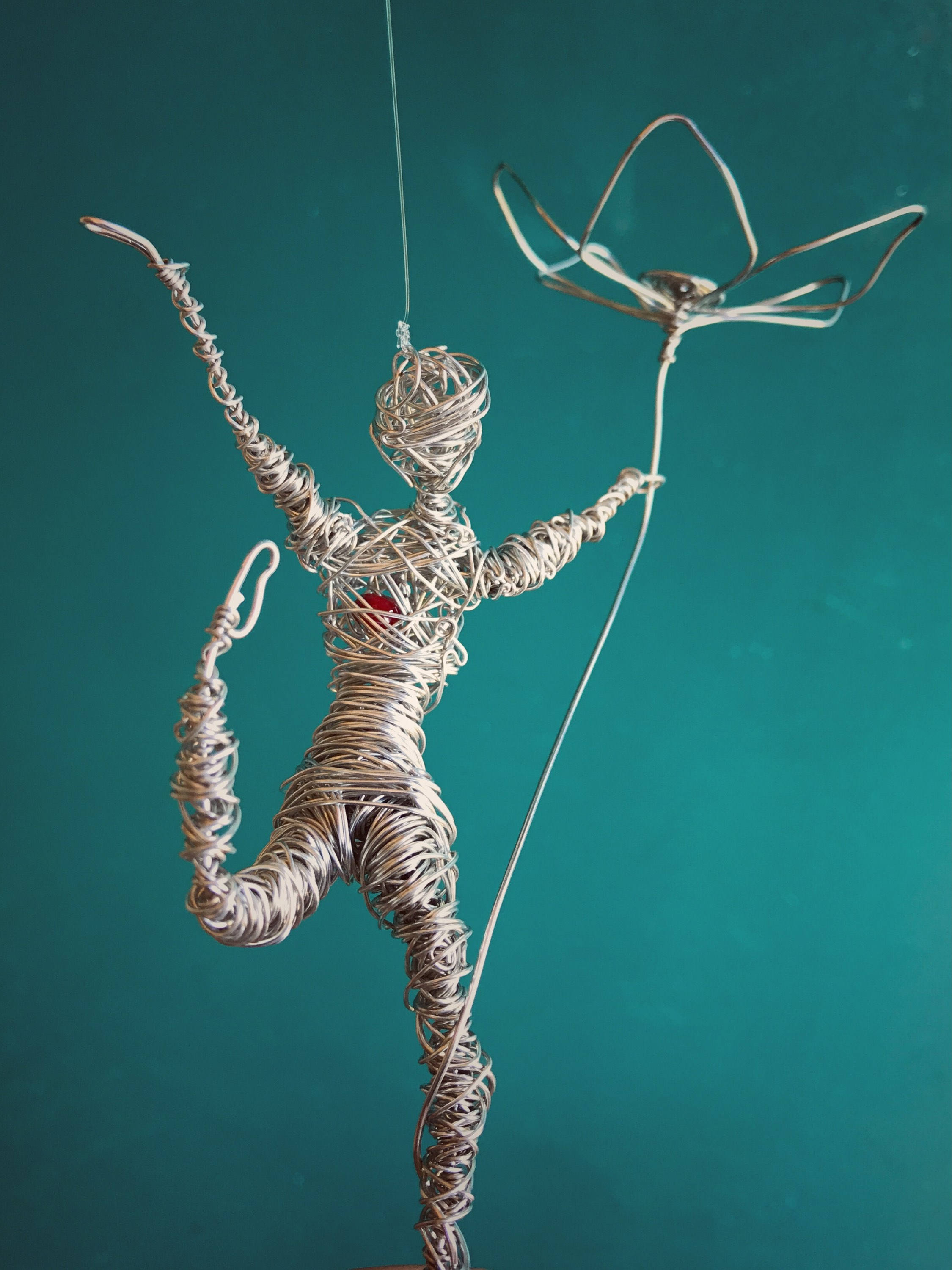Handmade Sculpture Art Dancing Wire Figurine With Wire Flower Great ...