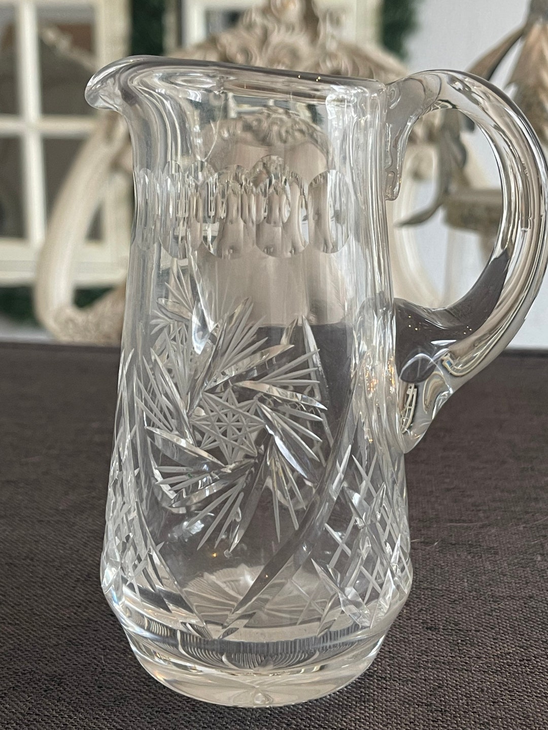 Stunning Vintage Etched Crystal Mini Pitcher Star and Diamond - Etsy