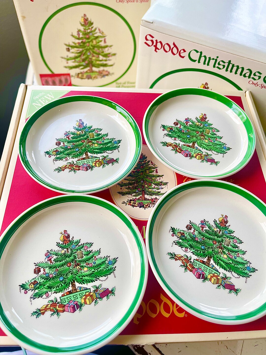 Set of 4 Spode Christmas Tree Coasters or Butter Dabs 4 - Etsy