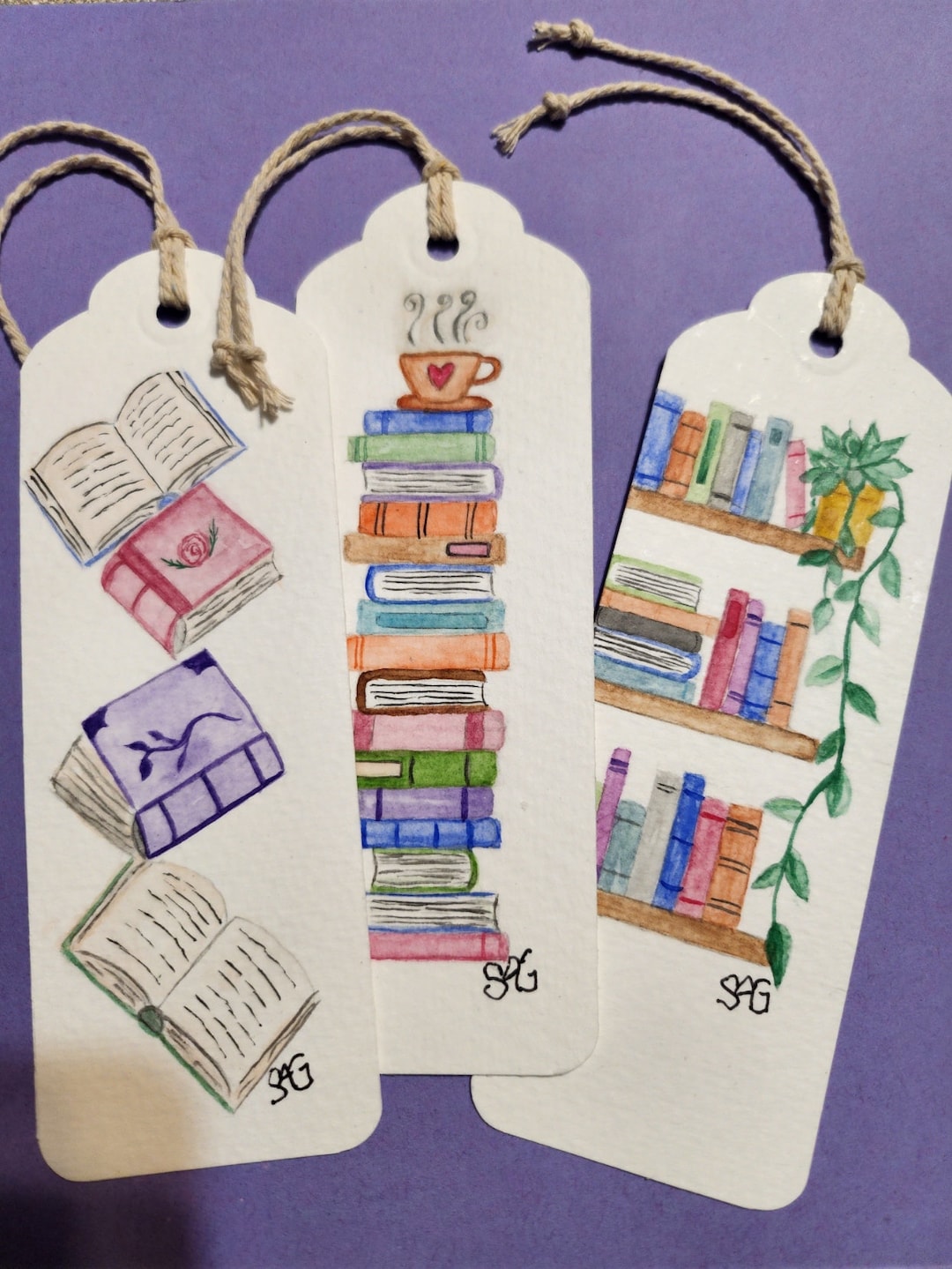 Watercolor Book Markers Set, Hand Painted Book Markers, Reader Gift - Etsy