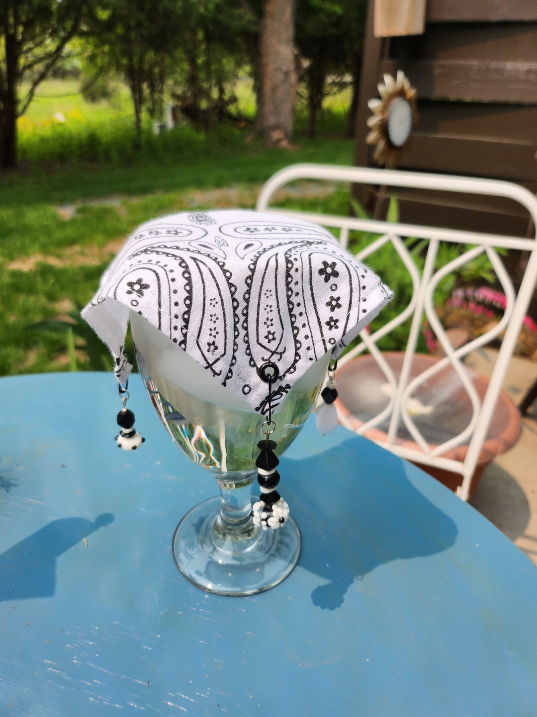 Summertime Drink Cover, Protective Drink Cover, Bandana Fabric Drink ...