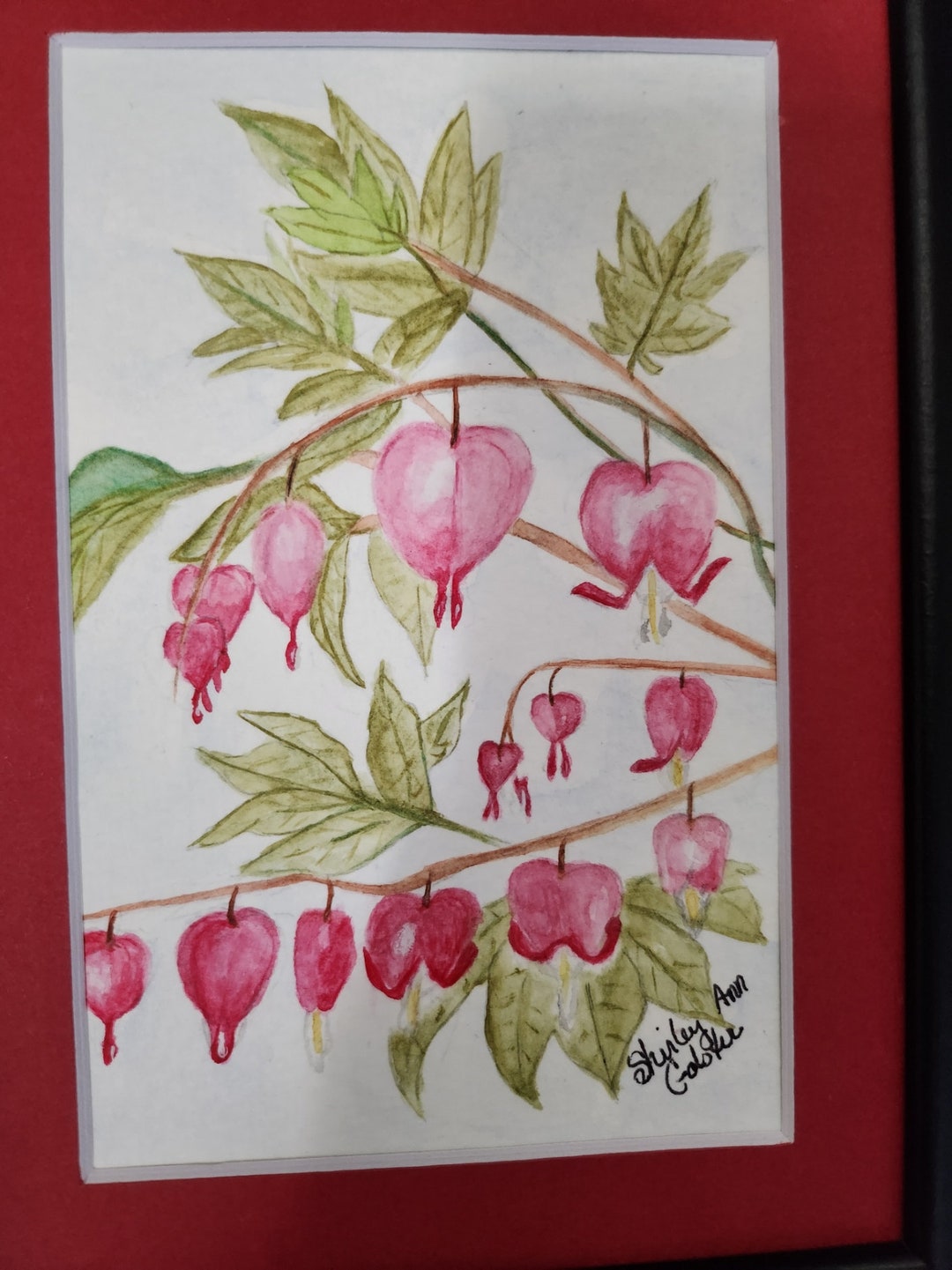Bleeding Heart Watercolor Original Painting, Flower Wall Art ...