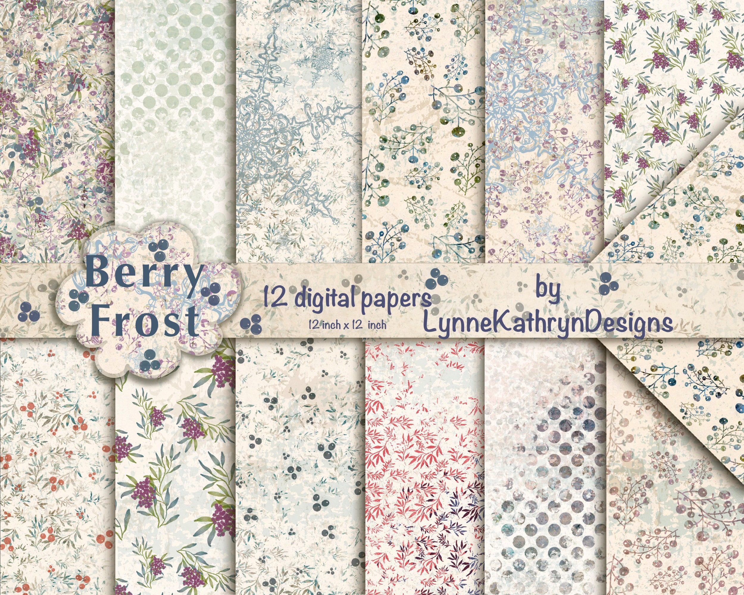 BERRY FROST Digital Paper Pack Twelve High Quality Digital - Etsy UK