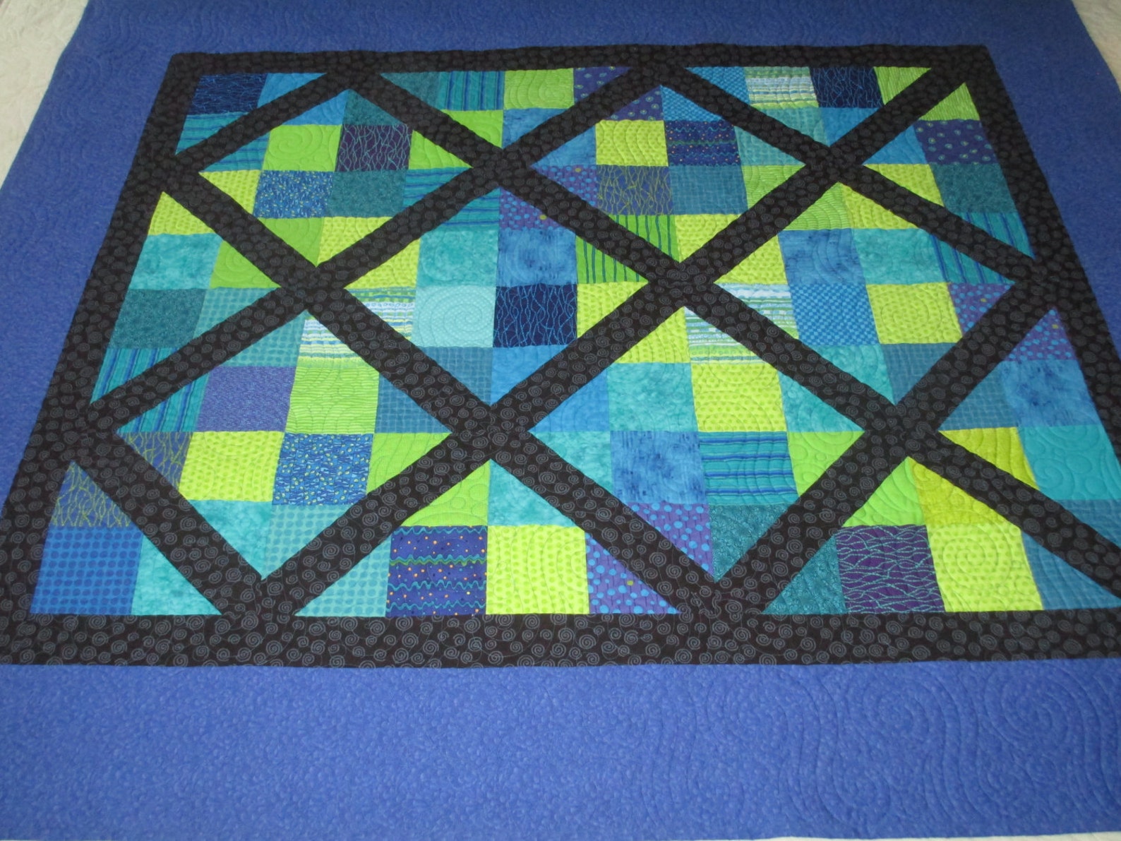 Jewel Tone Quilt of Blues and Greens - Etsy