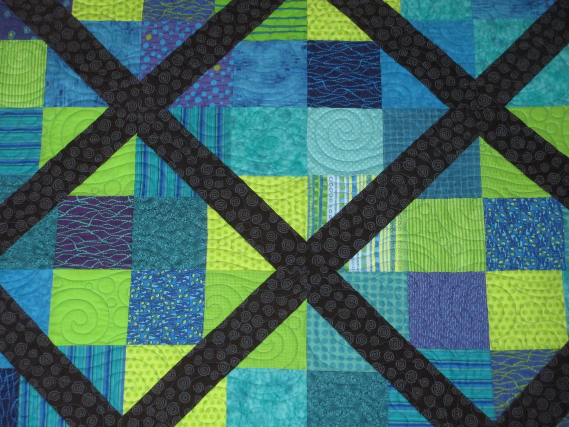 Jewel Tone Quilt of Blues and Greens - Etsy