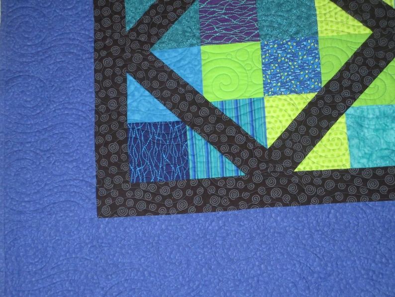 Jewel Tone Quilt of Blues and Greens - Etsy