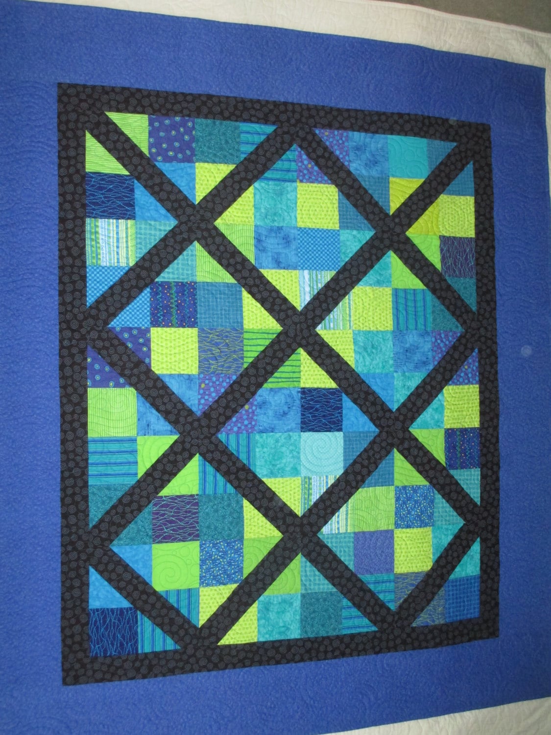 Jewel Tone Quilt of Blues and Greens - Etsy