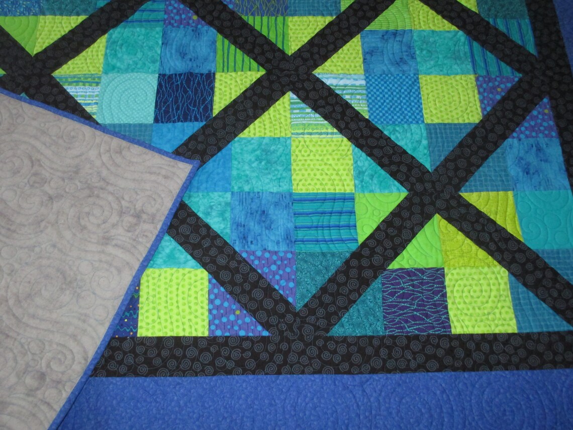 Jewel Tone Quilt of Blues and Greens - Etsy