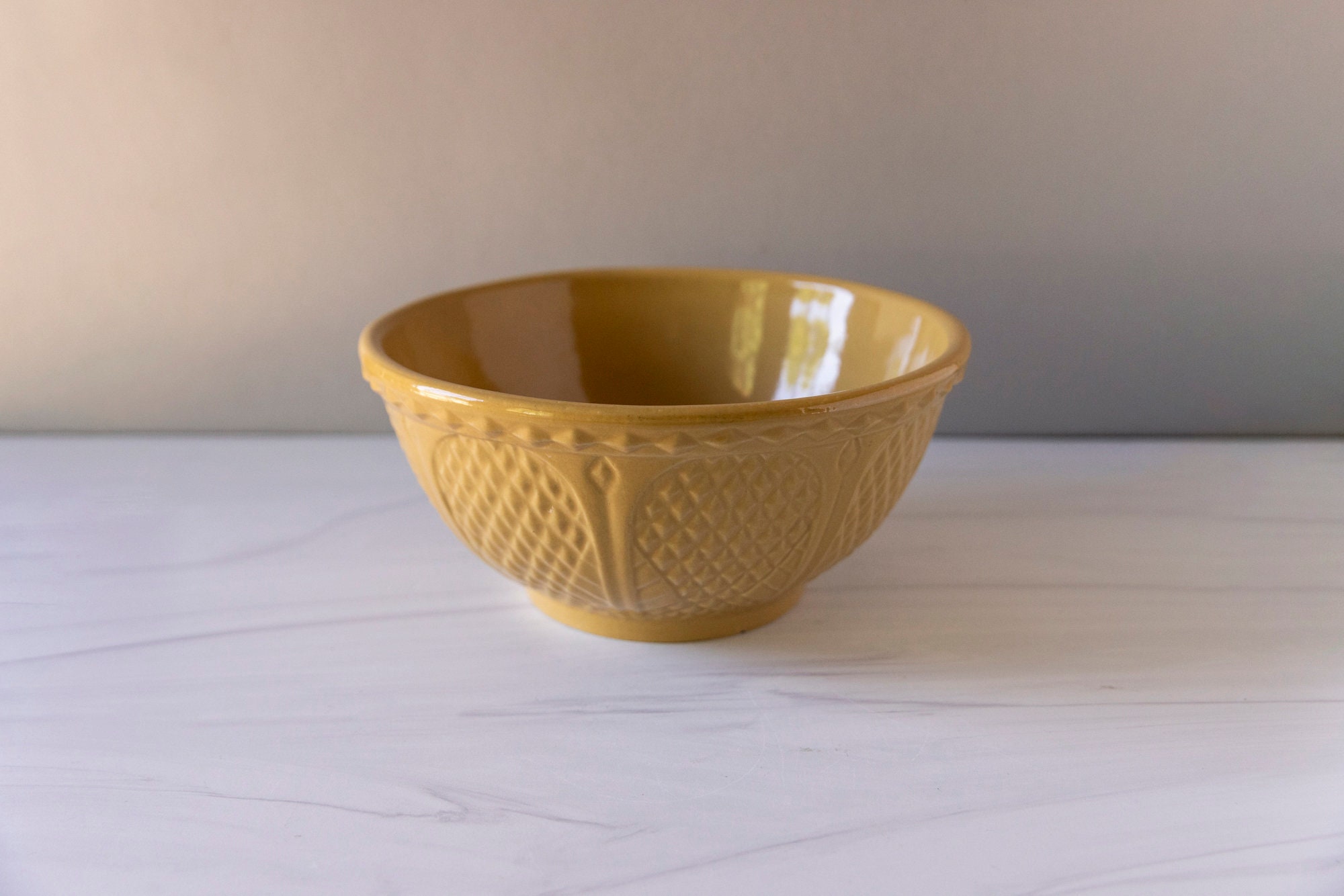 Vintage RPR Co Yellow Mixing Bowl by Roseville USA 207 Diamond Pattern ...