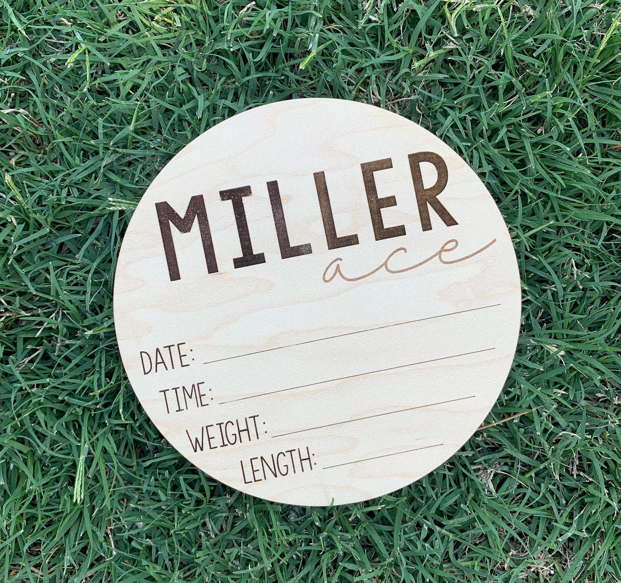 Custom Engraved Baby Birth Announcement Sign with Lines for | Etsy