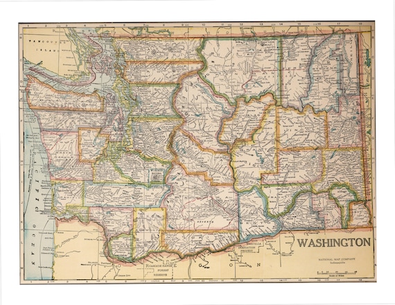 Washington Vintage Map Instant Download 1927 Printable - Etsy