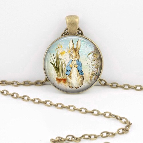 Beatrix Potter Glass Dome Necklace Peter Rabbit Benjamin - Etsy