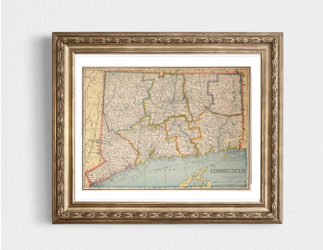 Connecticut Vintage Map Instant Download 1927 Printable Map, Home ...