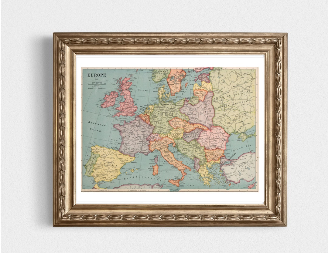 Europe Vintage Map Instant Download - 1926 - Printable Map, Home ...