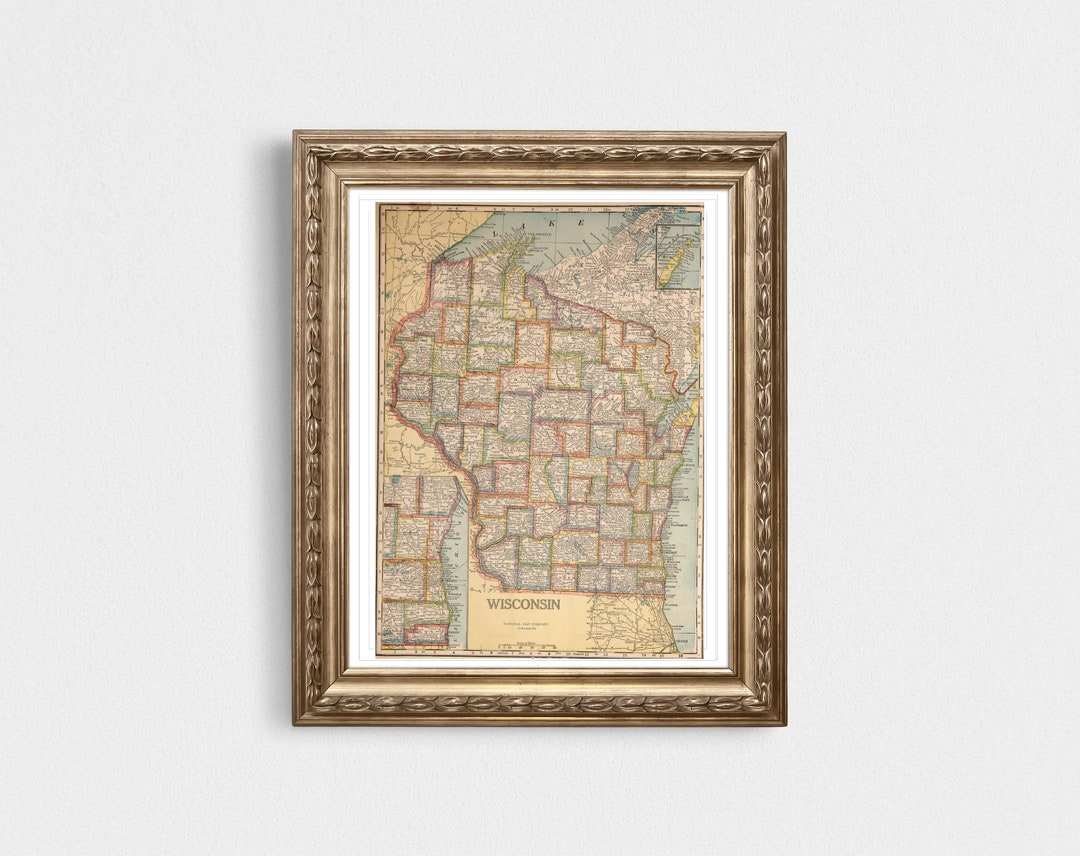 Wisconsin Vintage Map Instant Download - 1927 - Printable Map, Home ...