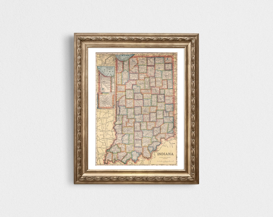 Indiana Vintage Map Instant Download - 1927 - Printable Map, Home ...