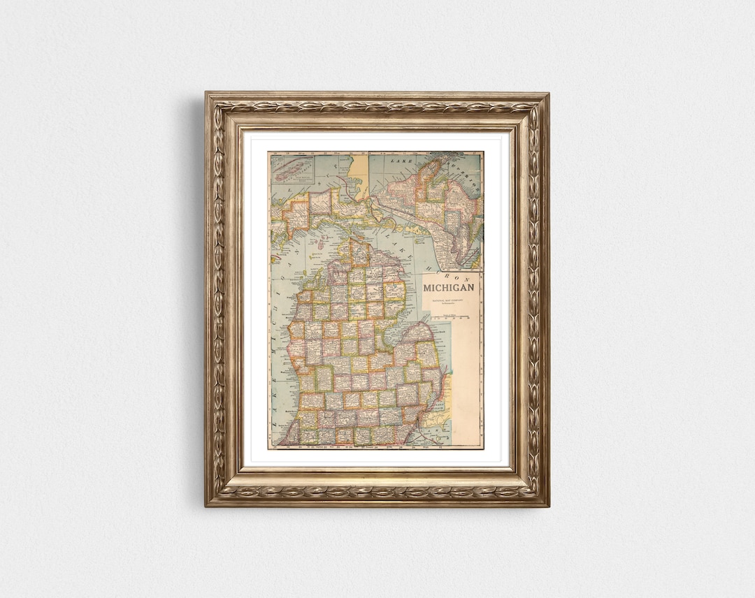 Michigan Vintage Map Instant Download - 1927 - Printable Map, Home ...