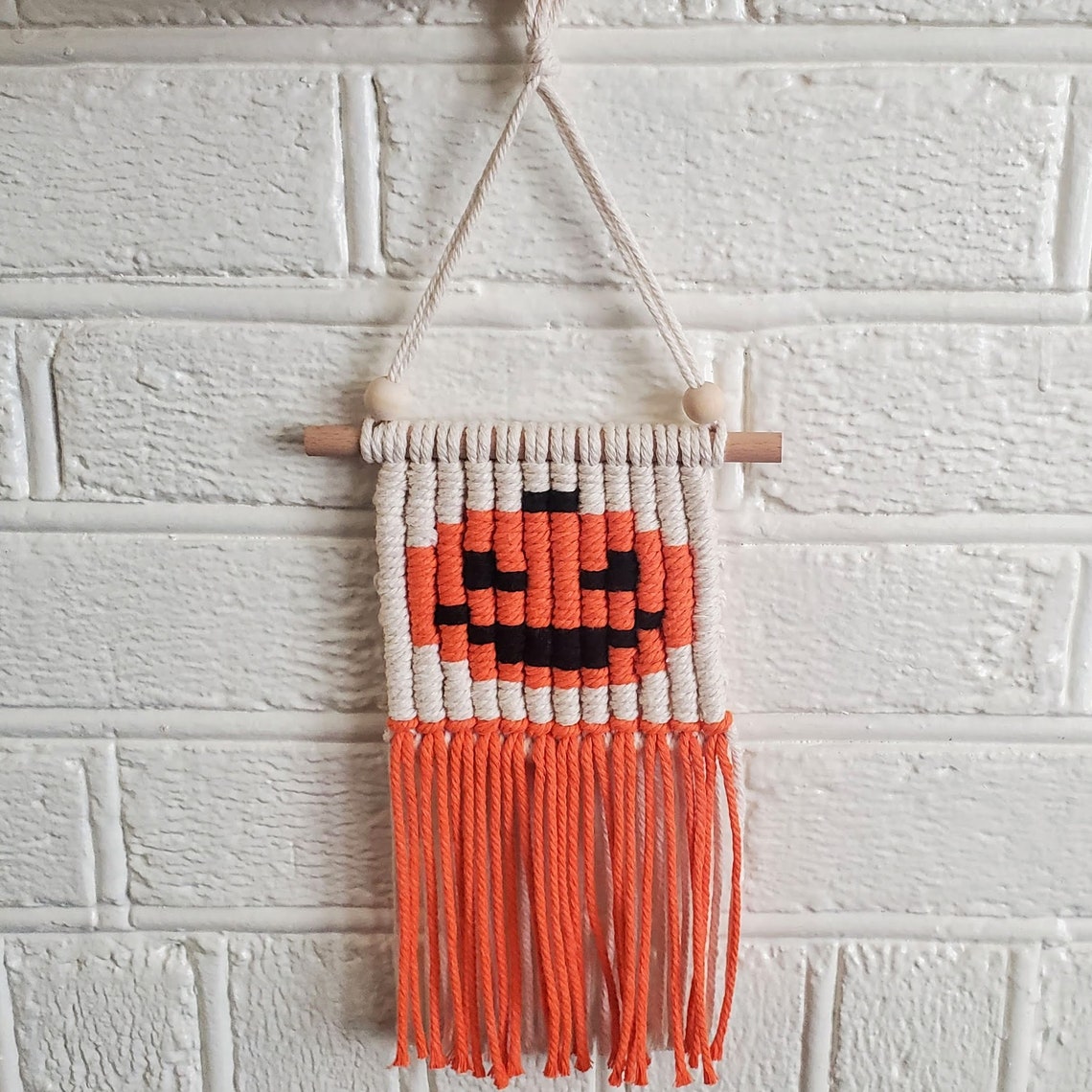 Halloween Jack O'lantern Pixel Art Macrame - Etsy