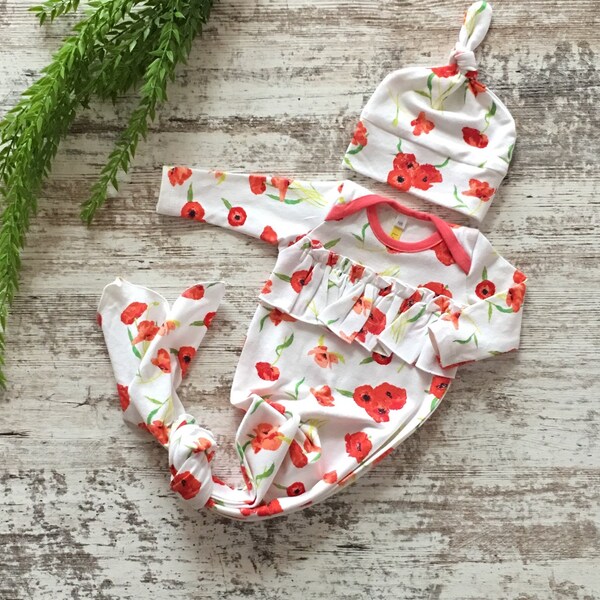 Baby Girl Outfit With Poppies - Etsy