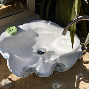 Medium Giant Clam Shell Bathroom Sink Wash Basin Bowl Vessel Counter ...