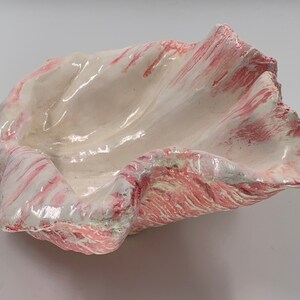 Giant Clam Shell Sculpture Art Ornament Bowl Handmade in Pink for Home ...