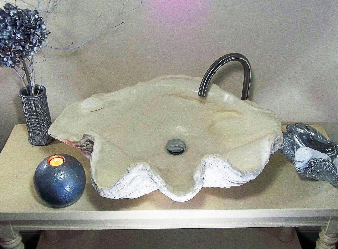 Giant Clam Shell Bathroom Sink Wash Basin Bowl Vessel Counter Top ...