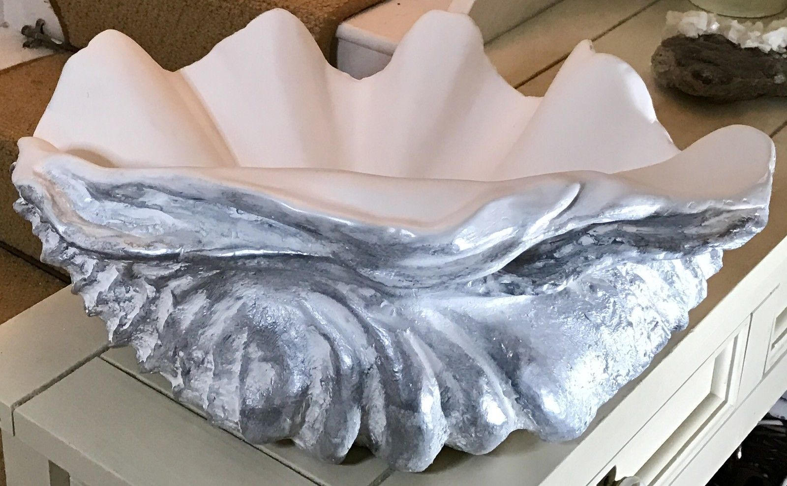 Large Silver Fleck Giant Clam Shell Sculpture Art Bowl Vessel | Etsy