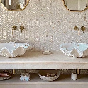 2 X Giant Clam Shell Bathroom Sink Wash Basin Bowl Vessel Counter Top ...