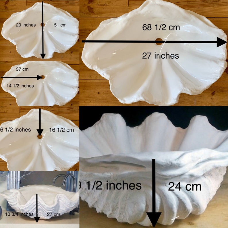 Giant Clam Shell Bathroom Sink Wash Basin Vessel Bowl in Contemporary ...