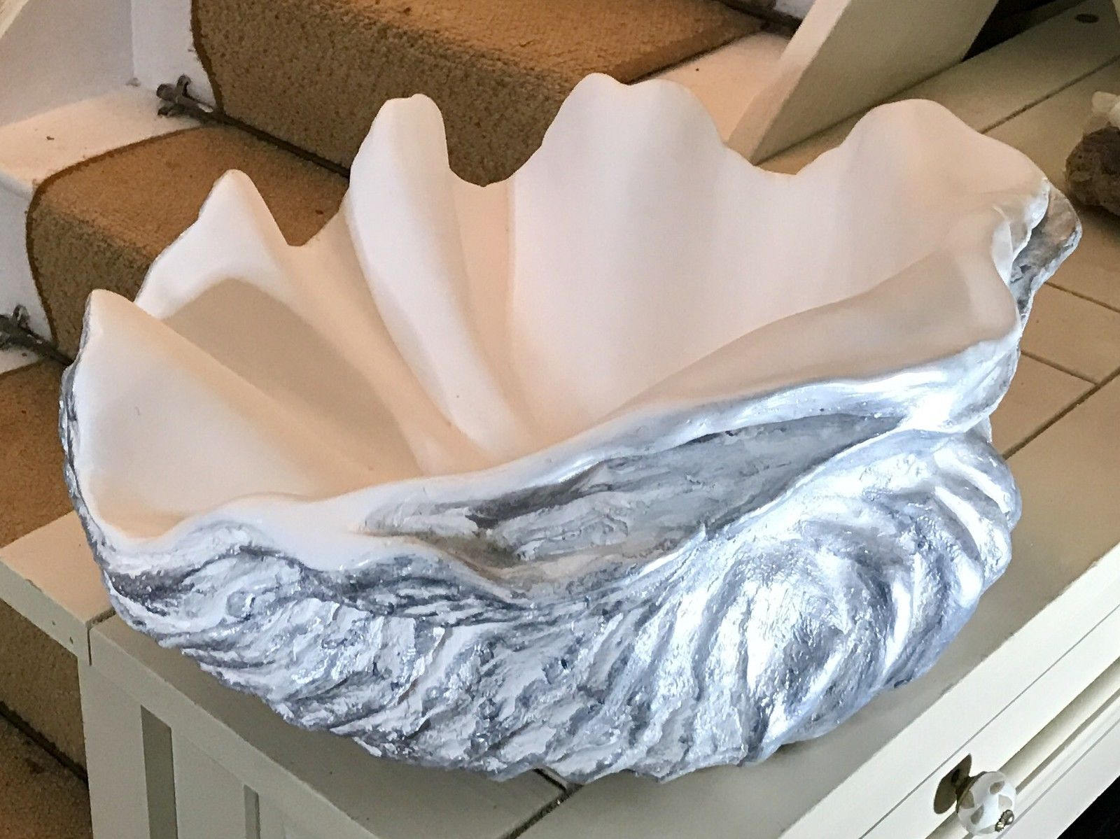 Large Silver Fleck Giant Clam Shell Sculpture Art Bowl Vessel | Etsy