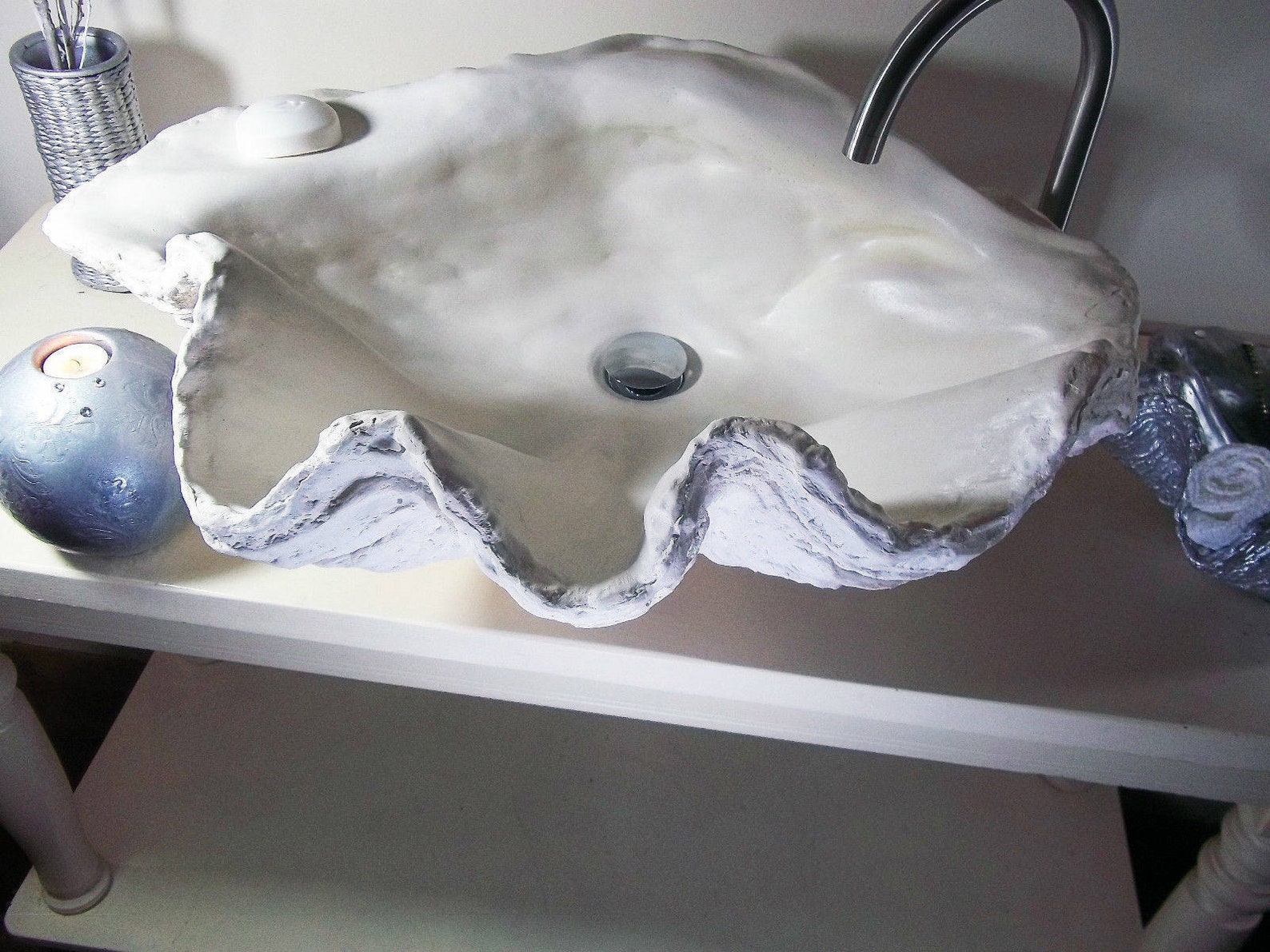 Giant Clam Shell Bathroom Sink Wash Basin Vessel Bowl in White | Etsy