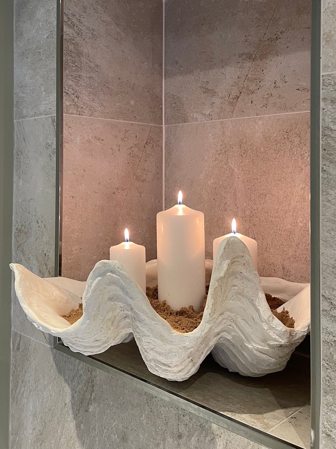 Serenity Large Antique White Giant Clam Shell Sculptured Art Sculpture ...