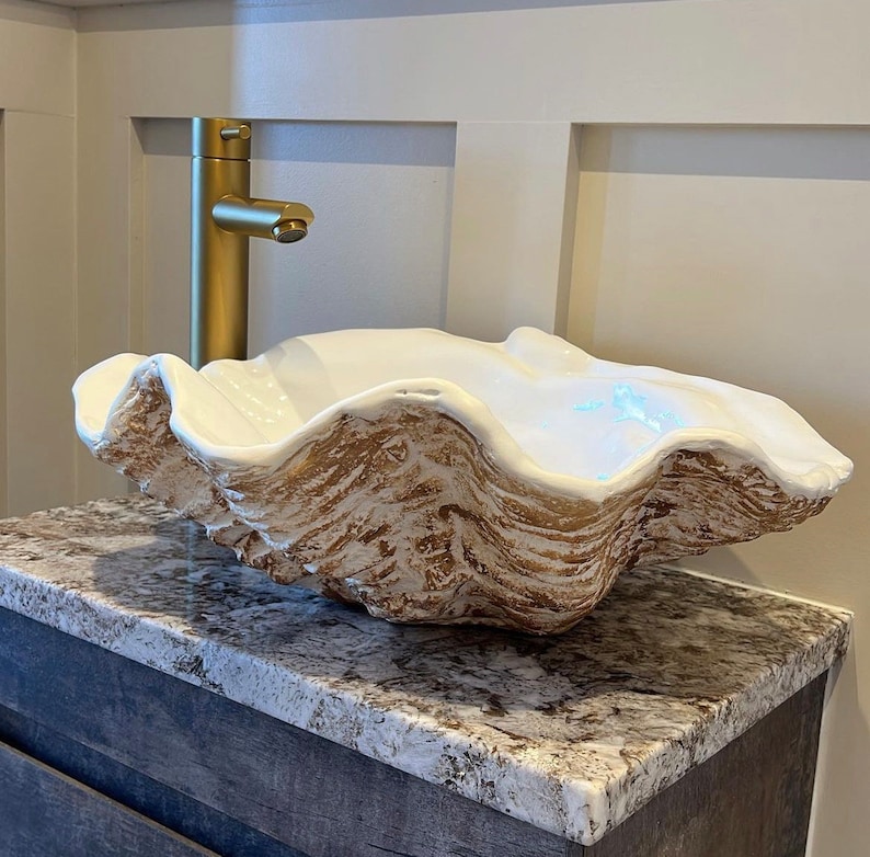 Handmade Giant Clam Shell Bathroom Sink Wash Basin Bowl Vessel - Etsy