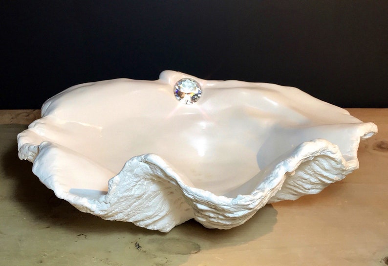Giant Clam Shell alice Sculpture Art Gem Encrusted - Etsy