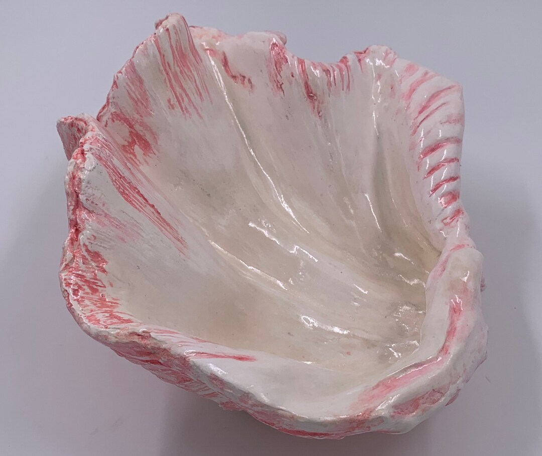 Small Pink Giant Clam Shell Sculpture Ornament Bowl Handmade for Home ...