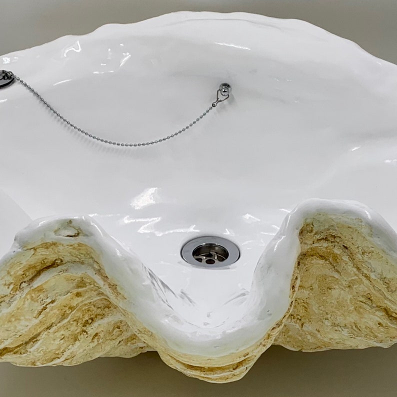Giant Clam Shell Bathroom Sink Wash Basin Vessel Bowl in Caramel ...