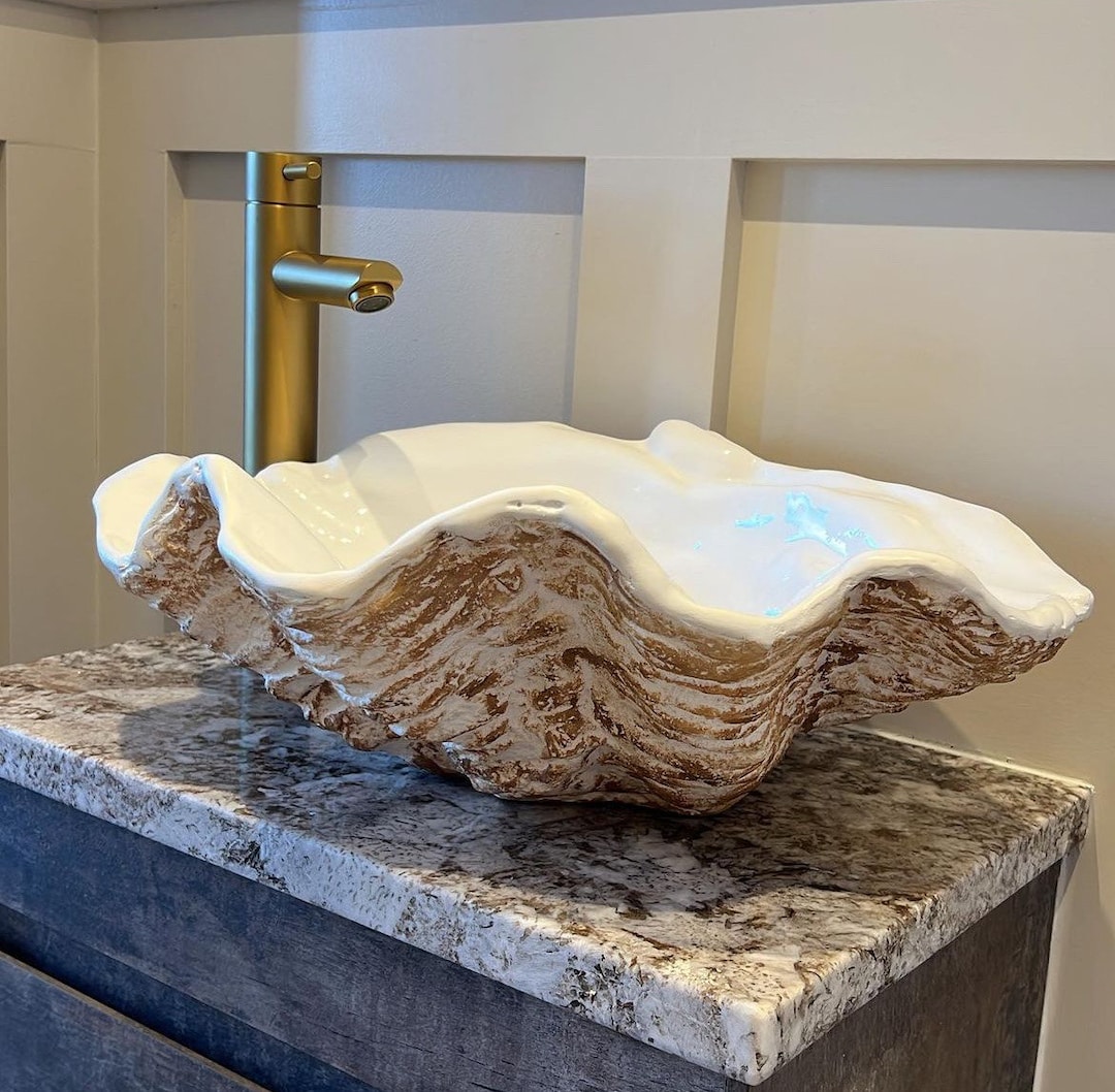 Small Clam Shell Bathroom Sink Wash Basin Bowl Vessel Counter Top ...