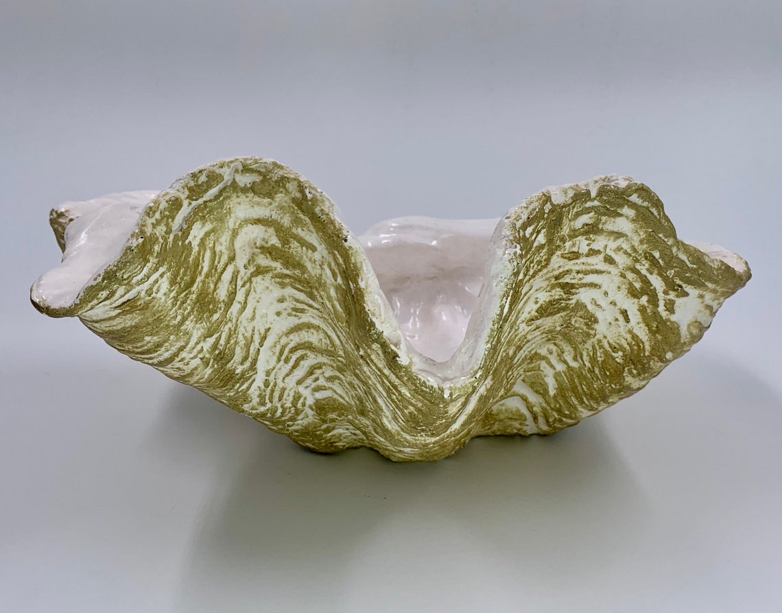 Small Gold Flack Giant Clam Shell Sculpture Art Ornament Bowl - Etsy UK