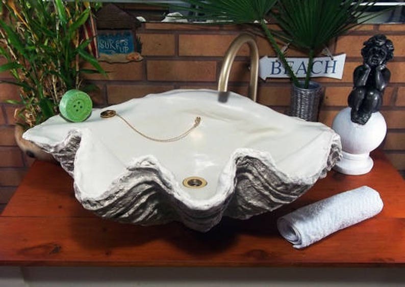 Giant Clam Shell Bathroom Sink Wash Basin Bowl Vessel Counter - Etsy