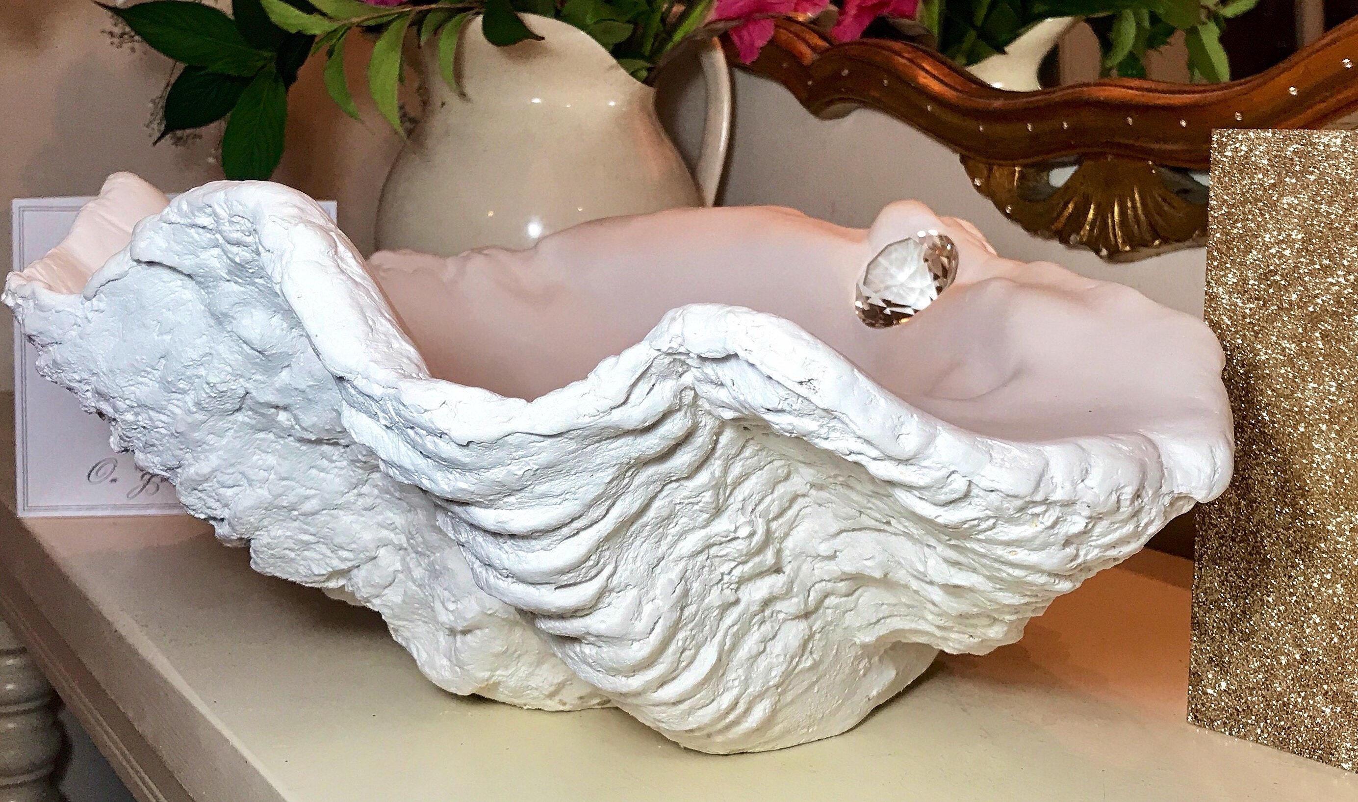 Giant Clam Shell ALICE Sculpture Art Gem Encrusted | Etsy