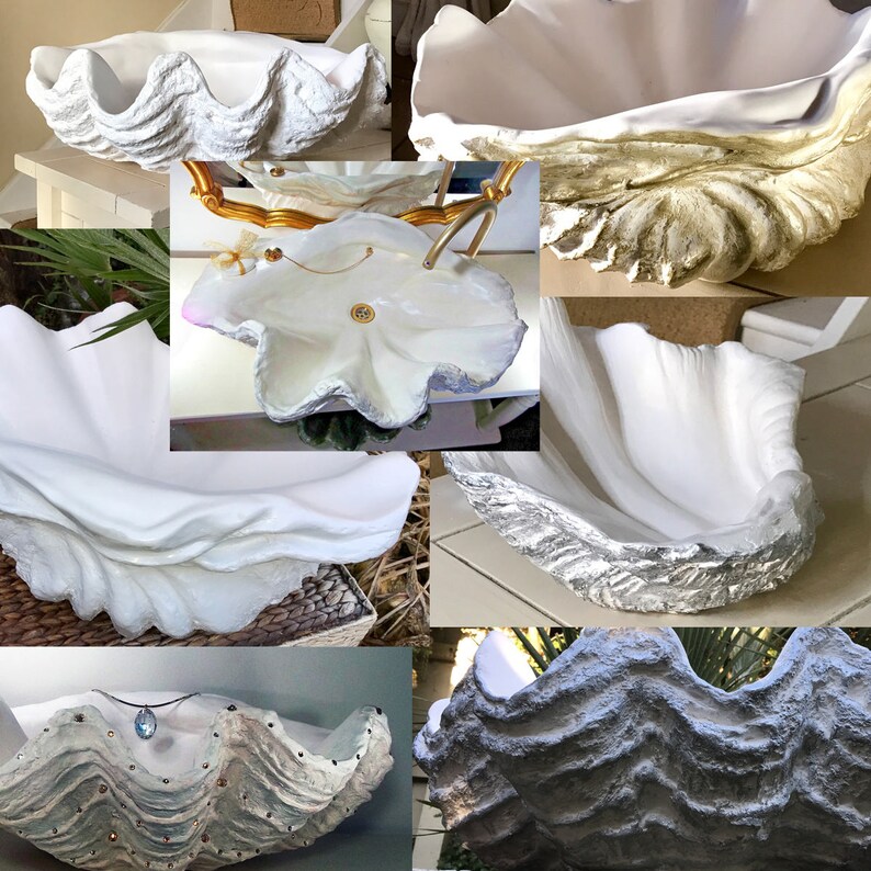 Small Clam Shell Bathroom Sink Wash Basin Vessel Bowl Sculpture Art ...