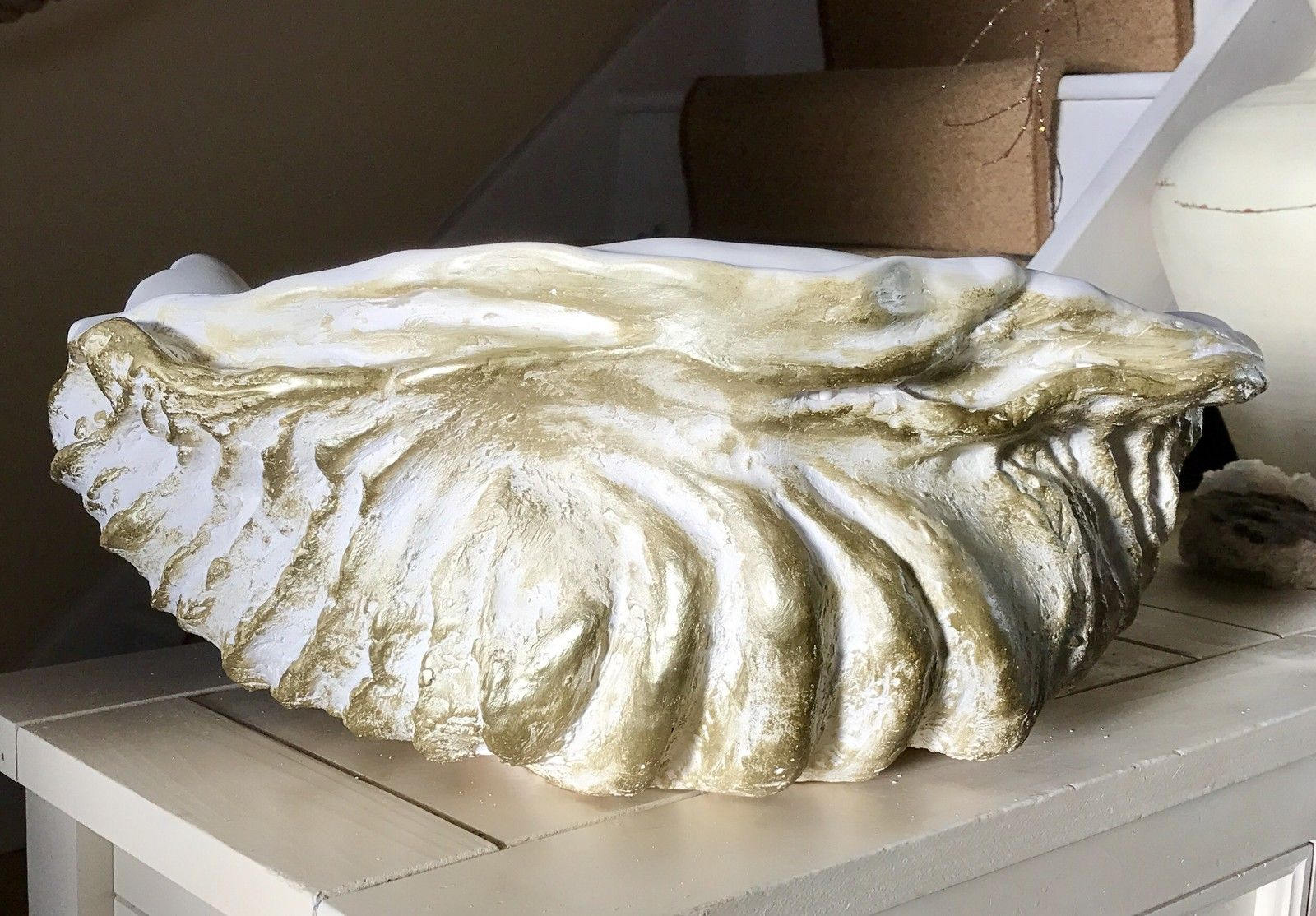 Large Gold Fleck Giant Clam Shell Sculpture Art Gift Home | Etsy